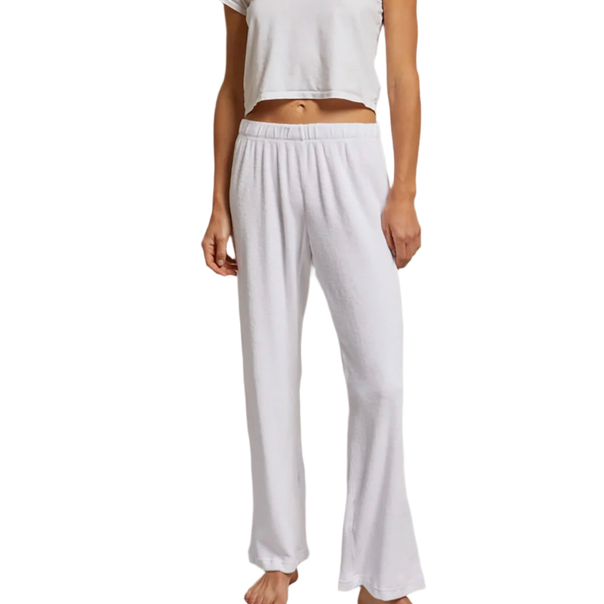 Women & Juniors Perfect White Tee Katie Loop Terry Pants - Frankie's on ...